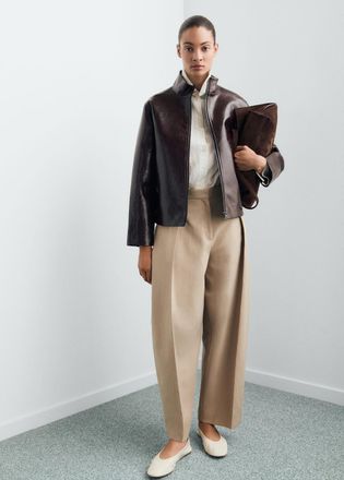 Mango Texturierte Jacke mit halbhohem Kragen braun - Damen - S - MANGO