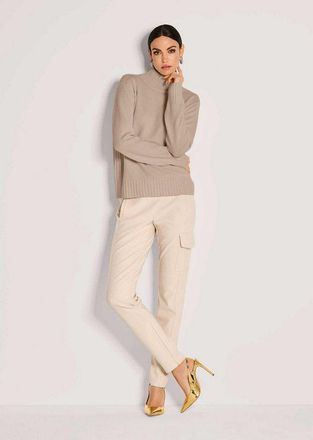 Madeleine Strickpullover Stilvoller Kaschmirpullover mit Stehkragen Glattstrickpullover mit Rippenb&uuml;ndchen und Langarm