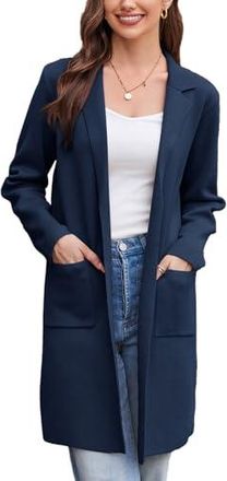 Grace Karin Gilet Long Bleu Marine Femme Grande Taille Chic Manteau Femme Hiver Chaud Longue avec Poche Bleu Marine -6 XXL