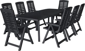 vidaXL Vidaxl - Ensemble &agrave; manger dext&eacute;rieur 9 pcs Plastique Anthracite