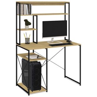 IDMarket Idmarket - Bureau avec étagères de rangement detroit design industriel