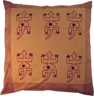 Guru Shop XL Kissenbezug Blockdruck, Kissenh&uuml;lle Ethno, Dekokissen Bezug mit Traditionellem Design - Muster 11, Baumwolle, 80x80x0 cm