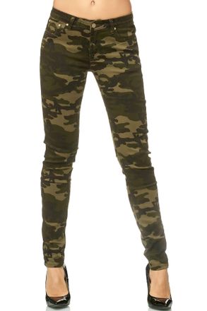 Elara Damen Stretch Hose Skinny Jeans Elastisch Chunkyrayan E583 Army 48 (4XL)