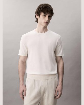 Calvin Klein T-Shirt aus einem Baumwollstrick mit Label-Stickerei in