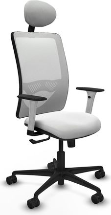 Piqueras y Crespo Wei&szlig;er gepolsterter Schreibtischstuhl Zulema mit wei&szlig;en und schwarzen Armlehnen, h&ouml;henverstellbare Lendenwirbelst&uuml;tze und festes Kopfteil, Wei&szlig;/Wei&szlig;