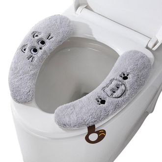 Generic Badezimmer-Toilettensitzauflage - Warmer, waschbarer Bezug, selbstklebendes Kissen-Set | Pl&uuml;sch-Sitzw&auml;rmerschutz, Komfortl&ouml;sung f&uuml;r kaltes Wetter f&uuml;r 