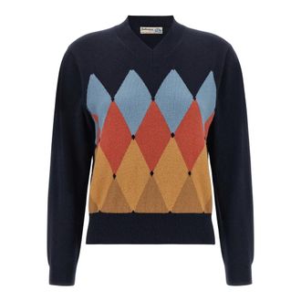 Ballantyne V-Ausschnitt Pullover - - Knitwear - Damen - Blau - XL