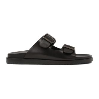 Kazar Schwarze Leder-Zehentrenner mit Schnallen - - Shoes - Herren - Schwarzk - 40 EU