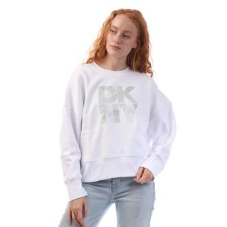 DKNY Sweatshirt f&uuml;r Damen, Logo (Wei&szlig;/Silber)
