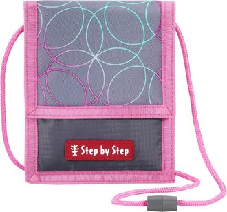 Step by Step Brustbeutel Glitter Heart Hazle, rosa-grau, mit Sichtfenster, Münzfach mit Reißverschluss, Schlüsselbefestigung, zum Umhängen, für die 1. bis 4. Klass