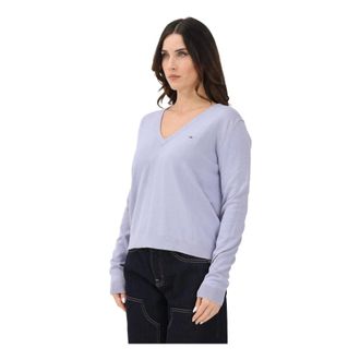 Tommy Jeans Femme, Pulls, Bleu, Taille: 40 FR Maglioncino scollo a V