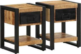 vidaXL Tables de chevet 2 pcs bois de manguier massif brut - Vidaxl