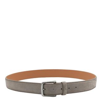Tod's Tods G&uuml;rtel - Suede Belt With Polished Silver Buckle - Gr. 100 - in Braun - f&uuml;r Damen