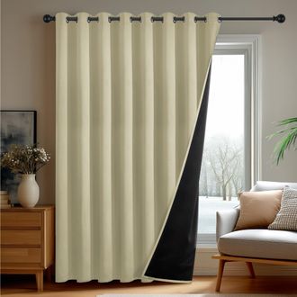 Deconovo 100% Verdunklungsvorh&auml;nge Vorhang Blickdicht Vorh&auml;nge mit &Ouml;sen Gardinen Wohnzimmer Thermovorh&auml;nge gegen Hitze W&auml;rmeschutz Curtains Schallschutz, H175 