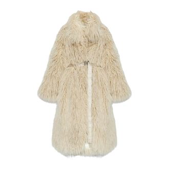 Off-white Manteau en fausse fourrure avec ceinture - Femme - Manteaux - Beige - Taille: 38 FR