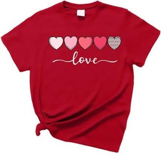 Generic T-shirt graphique pour femme pour la Saint-Valentin 2026, Rouge, XXL