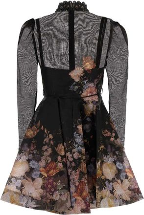 Zimmermann Womens Printed Organdy Valiant Mini Dress Blackfloral Abiti