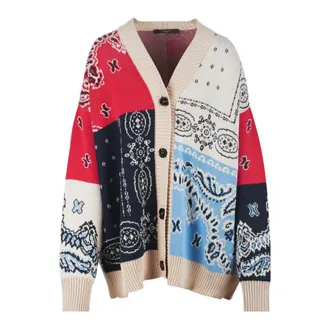 Max Mara Femme, Pulls, Multicolore, Taille: 38 FR Cardigan jacquard col en V