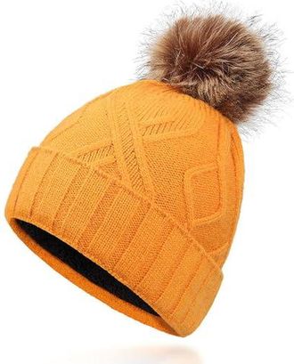 Generic Bonnet Femme Hiver Bonnet Femme Chapeau Femme Hiver Confortable Classique - Bonnet Cache-Oreilles Doubl&eacute; Polaire Hiver, Tricot Thermique, Parfait pour