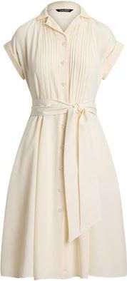 Ralph Lauren BELTED CREPE PINTUCKED SHIRTDRESS