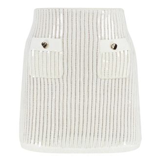 Self Portrait Sequin Crochet Mini Skirt - - Skirts - Damen - Wei&szlig; - M