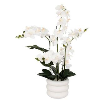 Atmosphera Atmosphera - Orchid&eacute;e Artificielle en Pot Mick Pot en c&eacute;ramique Blanc h80cm