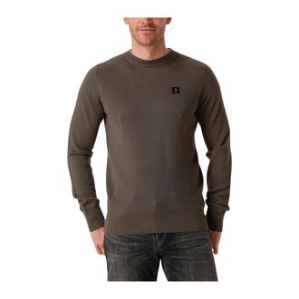 Butcher of Blue Brauner Struktur Crew Pullover - - Knitwear - Herren - Grau - 2XL