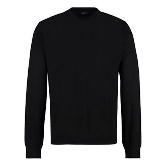 Versace Homme, Pulls, Noir, Taille: M Pull en mélange soie et coton avec détails côtelés