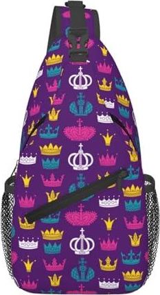 Generic Couronnes Roses, Jaunes Et Violettes Color&eacute;es Sac &Agrave; Bandouli&egrave;re Antivol Pochette Epaule Multifonctionnel Sac Banane Pour Homme Femme Quotidien