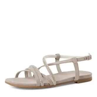 Tamaris Riemchensandale TAMARIS, Damen, Gr. 39, grau, Leder, Textil, unifarben, Schuhe Riemchensandale, Sommerschuh, Sandalette mit feinen Riemchen