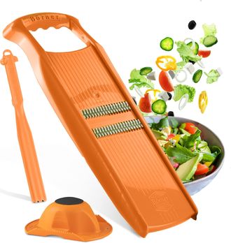 Börner Roko PowerLine Gemüseschneider Geschenk-Set (3-tlg.) - Feiner Streifenschneider für Obst & Gemüse + Fruchthalter + Kombischäler - Gemüsehobel - Küchen