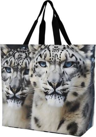 Generic L&eacute;opard Des Neiges Aux Yeux Bleus Sac A Main Femme D&eacute;contract&eacute; Tote Bag R&eacute;utilisable Sac Cabas Pour Gym Plage Quotidienne