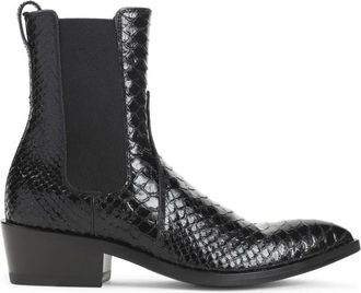 Tom Ford Stiefel - Textured Black Leather Ankle Boots With Pointed To - Gr. 36 (EU) - in Schwarz - für Damen