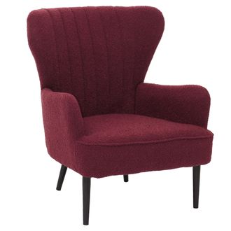 Mendler Lounge-Sessel HWC-K37, Cocktail-/Ohrensessel Polsterstuhl Retro Vintage Stoff Boucl&eacute; (600g/m&sup2;) &Ouml;ko-Tex - Bordeaux