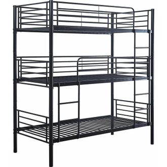 Habitat et Jardin Lit superpos&eacute; en m&eacute;tal triple HAVIN - 90 x 190 cm - Noir