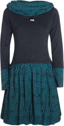 vishes Alternative Bekleidung - Langarm Damen Kleid Jerseykleid Strickkleid Ballonkleid - Kleid Damen Langarm Kleid Herbst schwarz 42