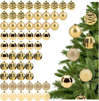 Com-Four 60x Weihnachtskugel - Christbaumkugeln 7 cm - aus bruchsicherem Kunststoff für Weihnachten - Baumschmuck für den Christbaum - Christbaumschmuck