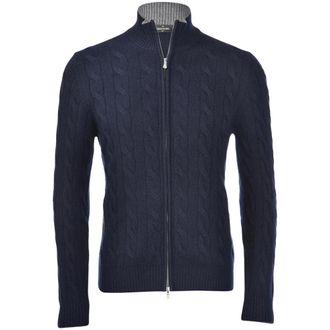 Gran Sasso Kaschmir Vollrei&szlig;verschluss Pullover- hoher Kragen - - Knitwear - Herren - Blau - 4XL