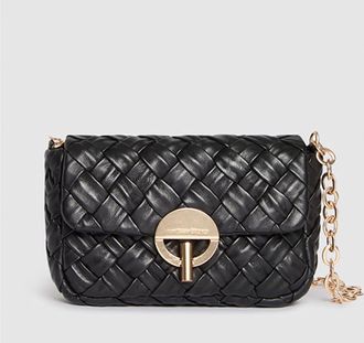 Vanessa Bruno Petit Sac Moon Cuir Tress&eacute; Noir