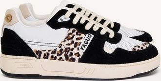 Faguo Baskets blanche & léopard, cuir & suède - CEIBA