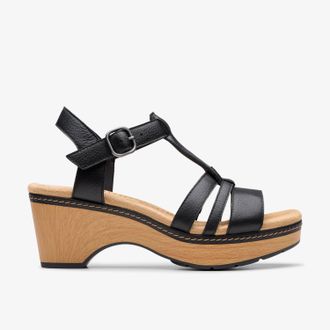 Clarks Seannah Madi Black Leather Sandalen