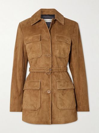 Nour Hammour Romana Jacke Aus Veloursleder Mit Gürtel - Braun