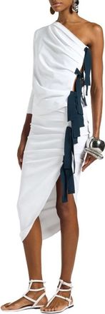 Liviana Conti Femme, Robes, Blanc, Taille: 42 FR Robe Midi Asym&eacute;trique Une &Eacute;paule