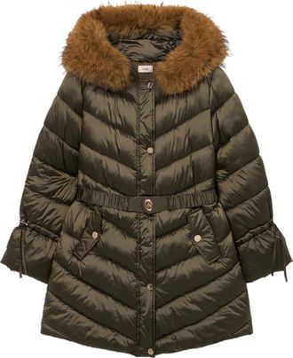Oltre Femme, Manteaux, Vert, Taille: 38 FR Midi Down Jacket with Belt