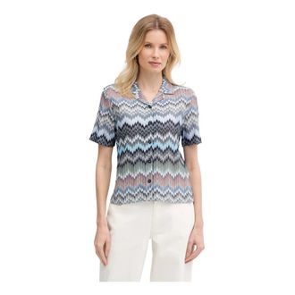 Missoni Kurzarm-Viskose-Chevron-Shirt - - Blouses & Shirts - Damen - Mehrfarbig - S