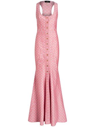 Etro robe longue &agrave; motif en jacquard - Rose