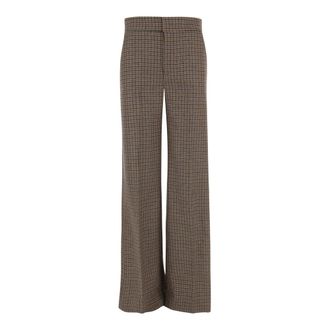 SA SU PHI Femme, Pantalons, Brun, Taille: 44 FR Pantalon Tailleur en Laine &agrave; Motif Pied-de-poule