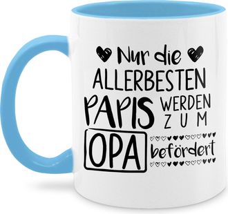 Shirtracer Tasse Tassen 325ml - Großvater - Nur die allerbesten Papis werden zum Opa befördert schwarz - 325 ml - Hellblau - coole+geschenke+für+opa geschenk für