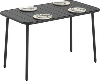 OUTSUNNY Table de jardin - Outsunny - rectangulaire 4 personnes - plateau &agrave; lattes - acier - 120x70cm - gris