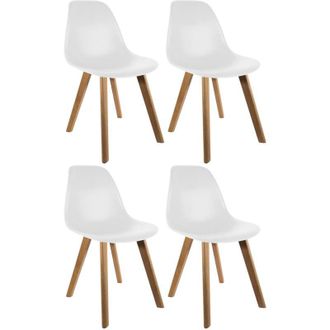 AC-D&eacute;co Ac-deco - Chaise scandinave coque polypropyl&egrave;ne (Lot de 4) Blanc